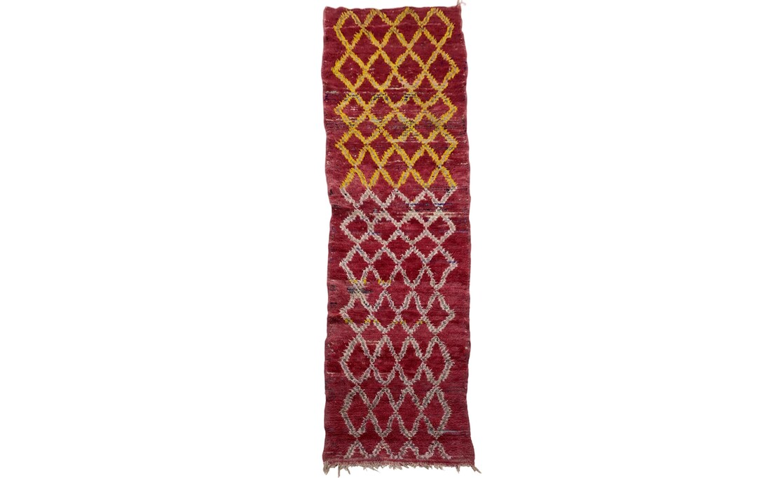 Traditional Grid Runner, 10x3 Moroccan Diamond Runner, Geometric ...