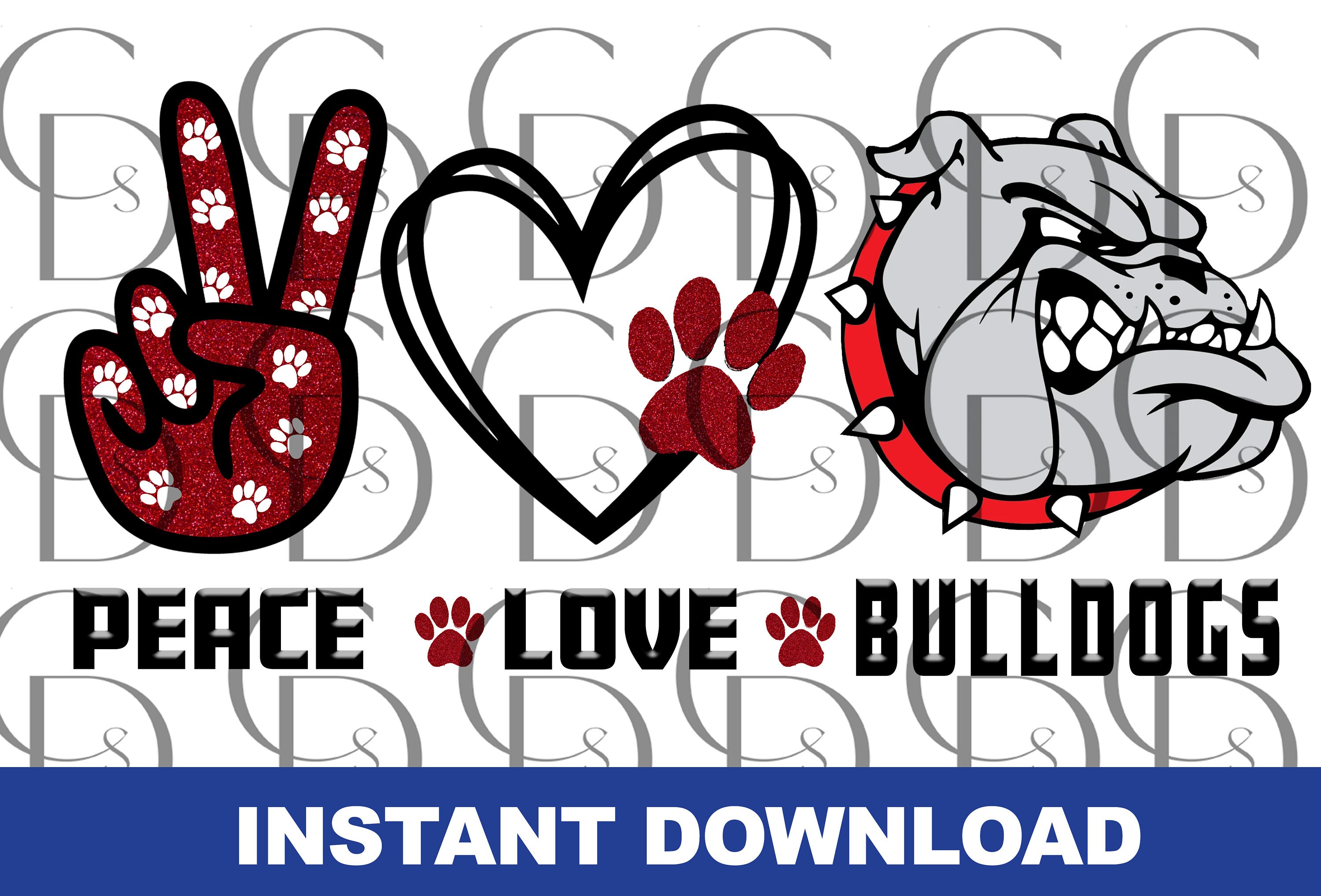 Bulldogs School Mascot PNG: Peace, Love, Paw (digital Download) - Etsy