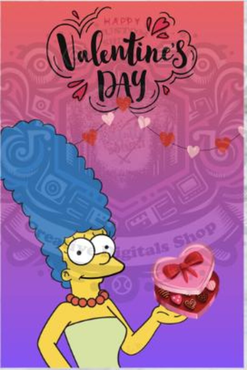 Kids Valentine's Day Cards, Jumbo Simpson Characters, Set of 9 (PNG ...