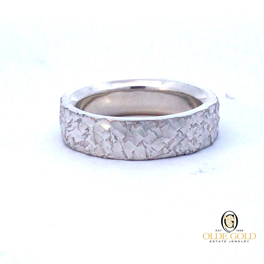 Custom Sterling Silver Hammered Texture Band 6mm - Handmade Jewelry ...