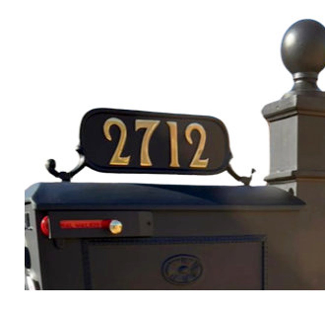 Mailbox Address Number Plate 3 With Brass Numbers | Rust-proof Cast ...