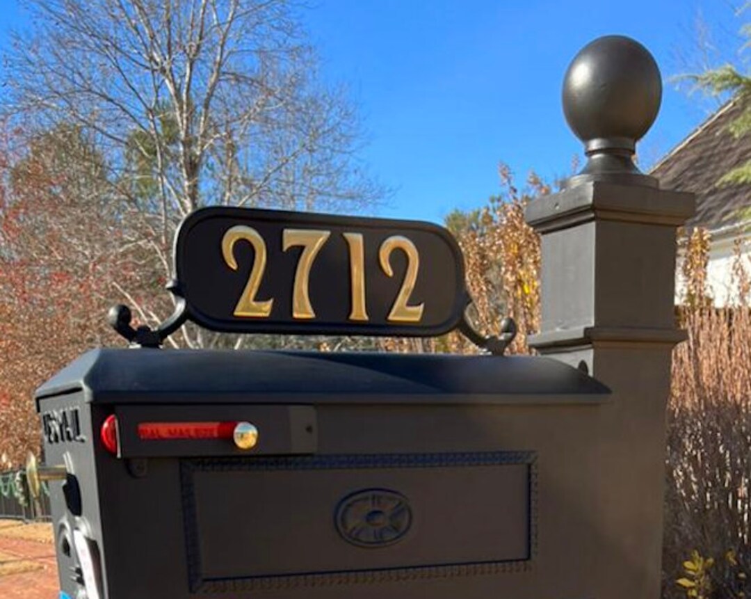 Mailbox Address Number Plate 3 With Brass Numbers - Etsy