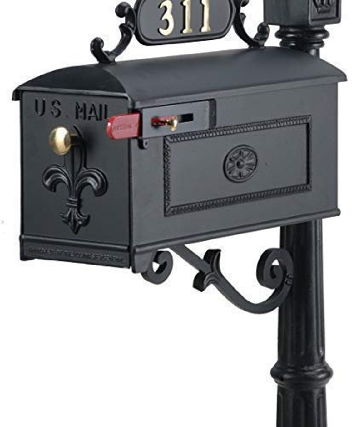 Luxury Home Mailbox Style 1K Includes Brass knob red Flag | Etsy