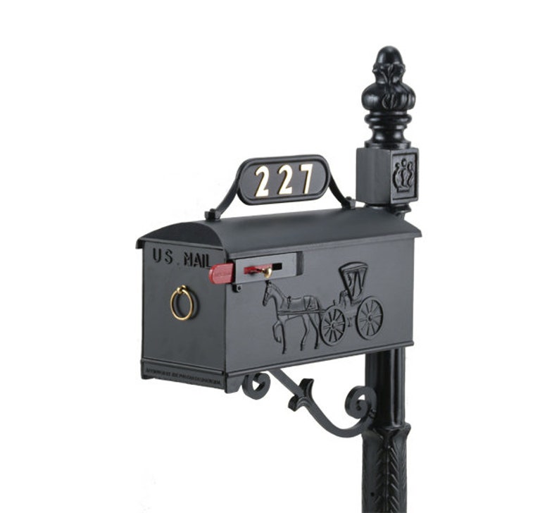 Mailbox Address Number Plate 2 With Brass Numbers - Etsy