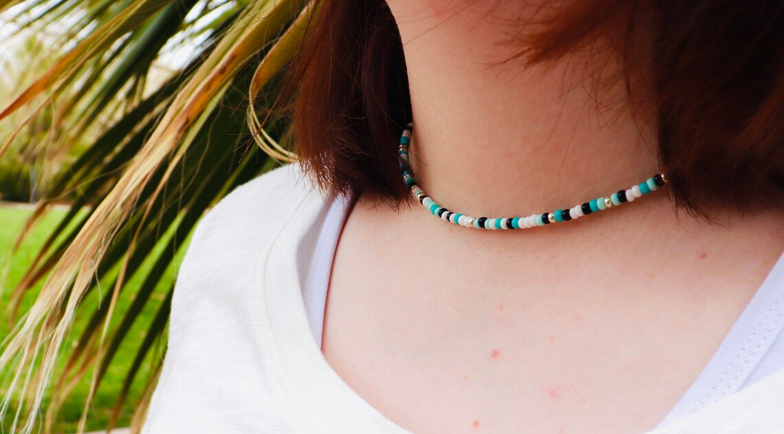 Surf Zonevsco Waterproof Beaded Choker Necklace Surf - Etsy