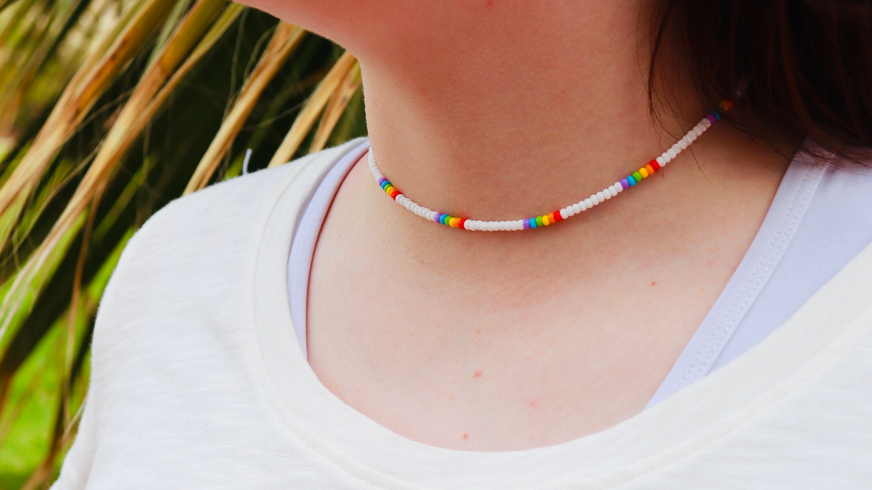 RainbowVSCO Waterproof Beaded Choker Necklace Surf Jewelry | Etsy