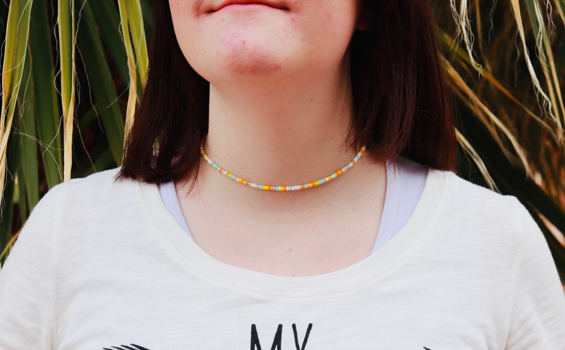 Island Escape| VSCO Waterproof Beaded Choker Necklace, Surf Jewelry - Etsy