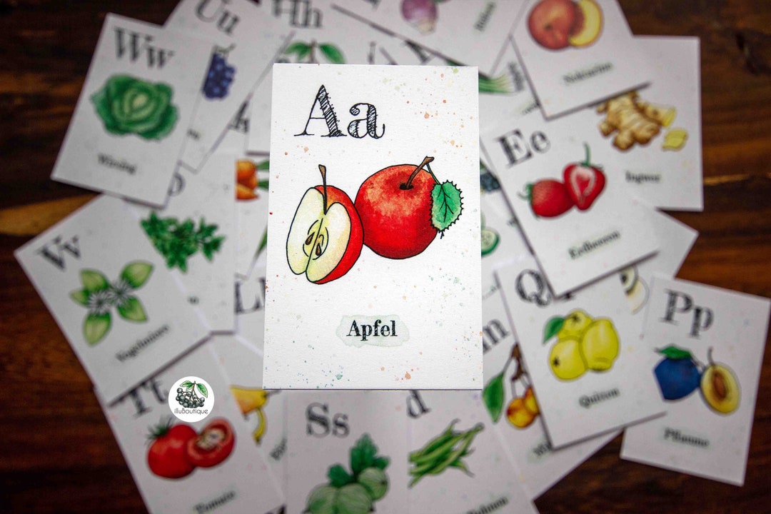 Memory ABC Cards Fruit Vegetables Flashcards Herbs Vocabulary Alphabet ...