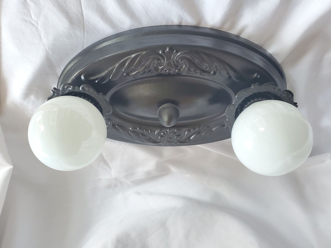 Antique Ceiling Pan or Vanity Fixture. All Original Metal Parts. New ...