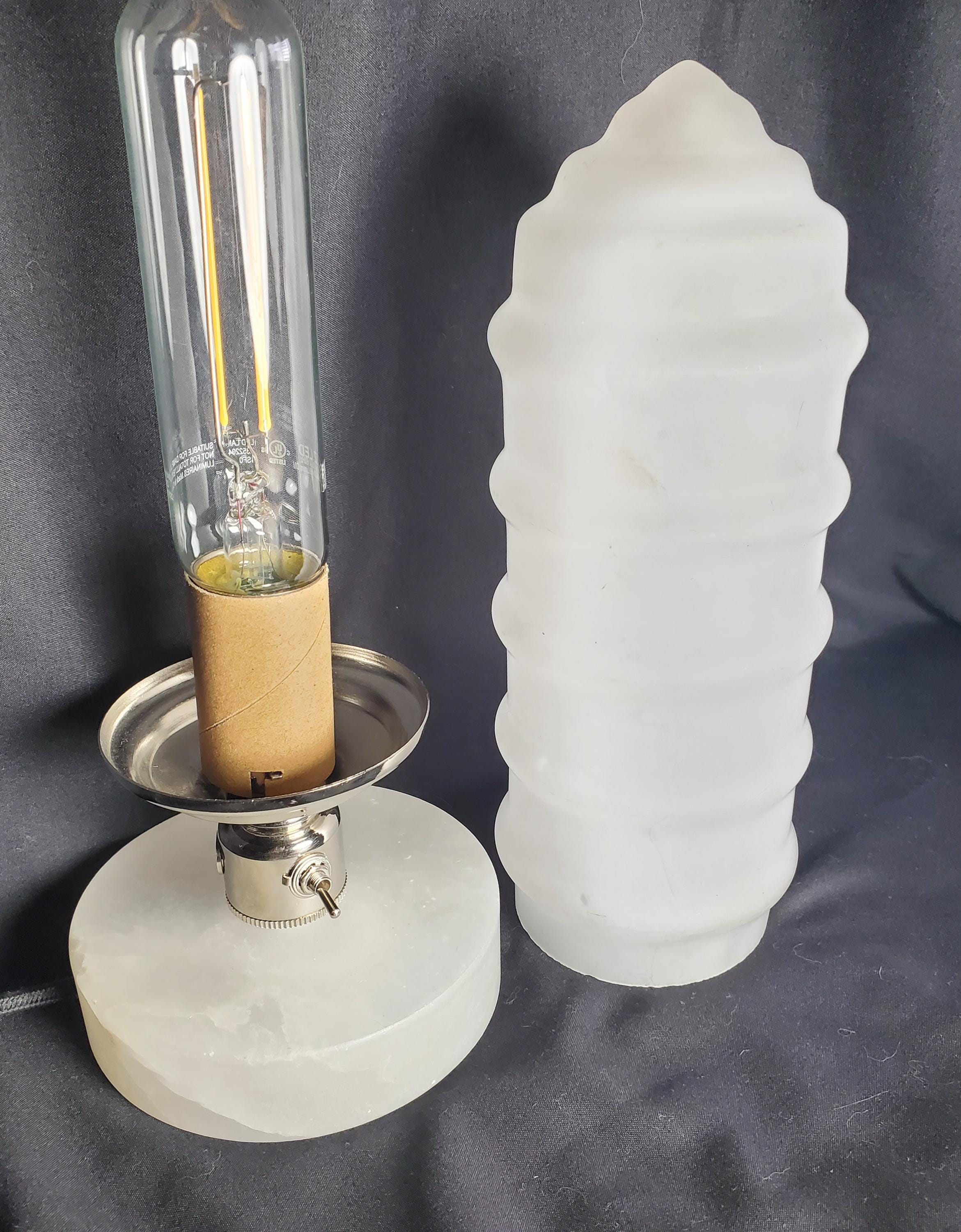 Vintage Torpedo Boudoir Lamp Shade. New Marble Base, Socket, Switch and ...