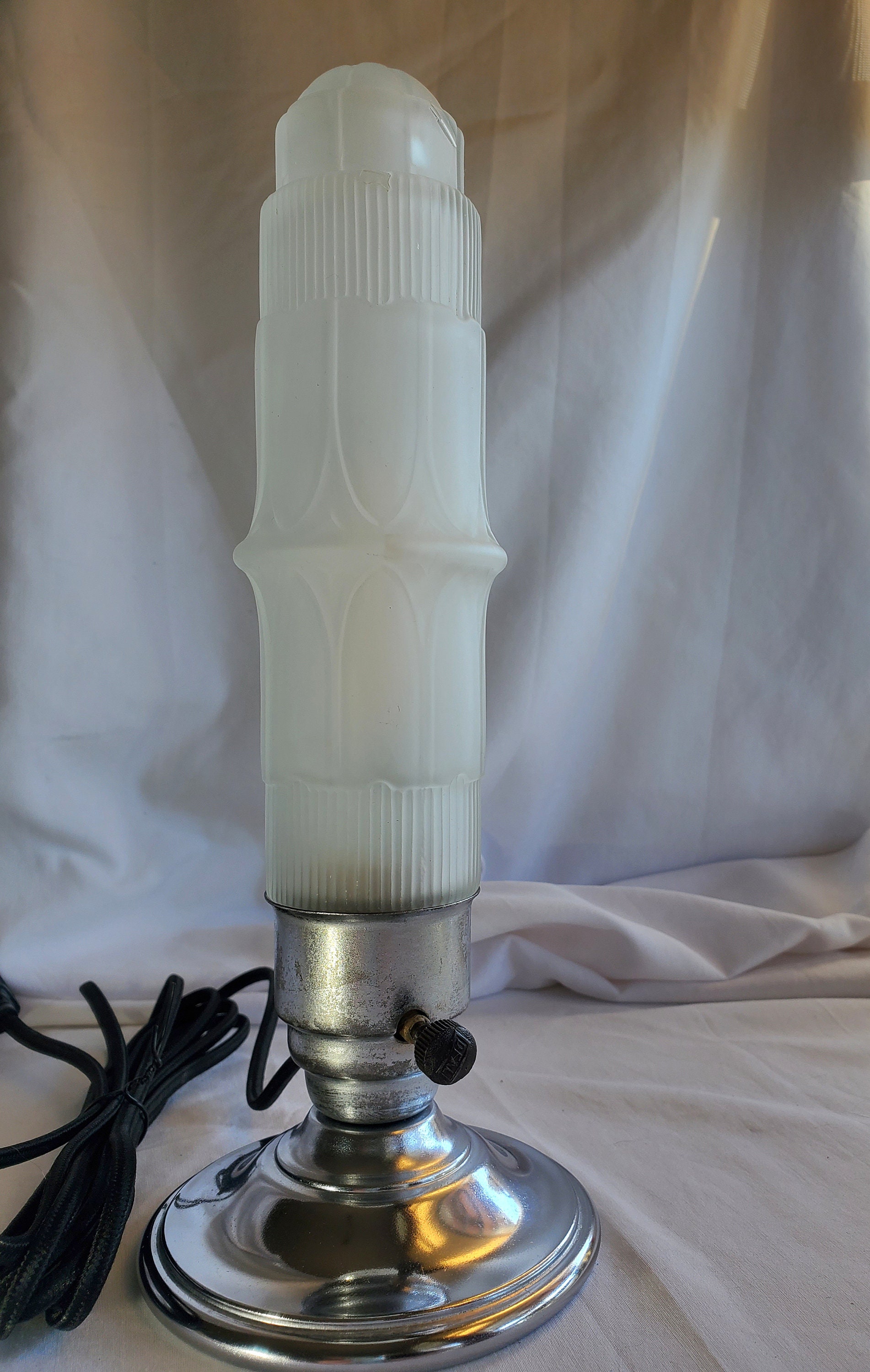 Antique Deco Boudoir Lamp in Frosted Glass. New Socket,new Cloth ...