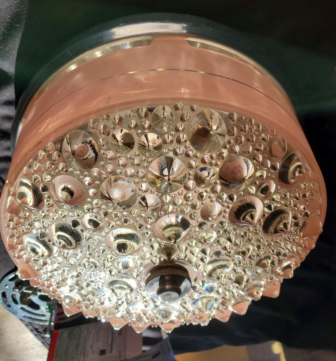 Pink and Clear Glass Drum Ceiling Light. Low Profile at 5 Inches Tall ...