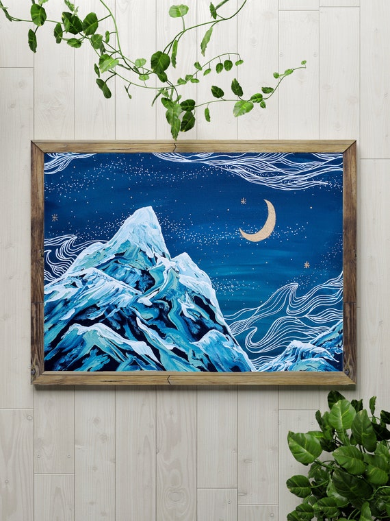 Blue Mountain Art Print / Landscape Home Decor / Pacific North | Etsy