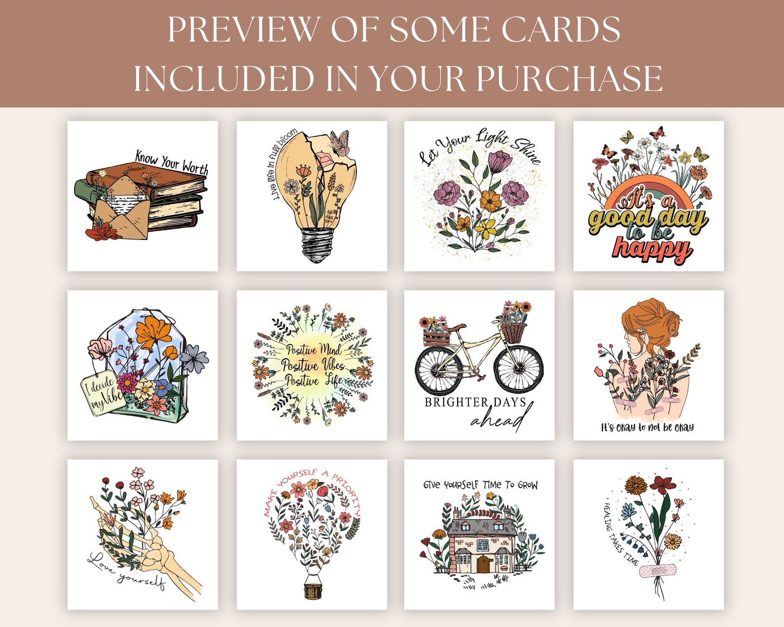 Mental Health Cards Printable Cards Motivational Quotes - Etsy