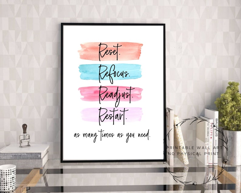 Inspirational Wall Art Reset Refocus Readjust Office Decor - Etsy
