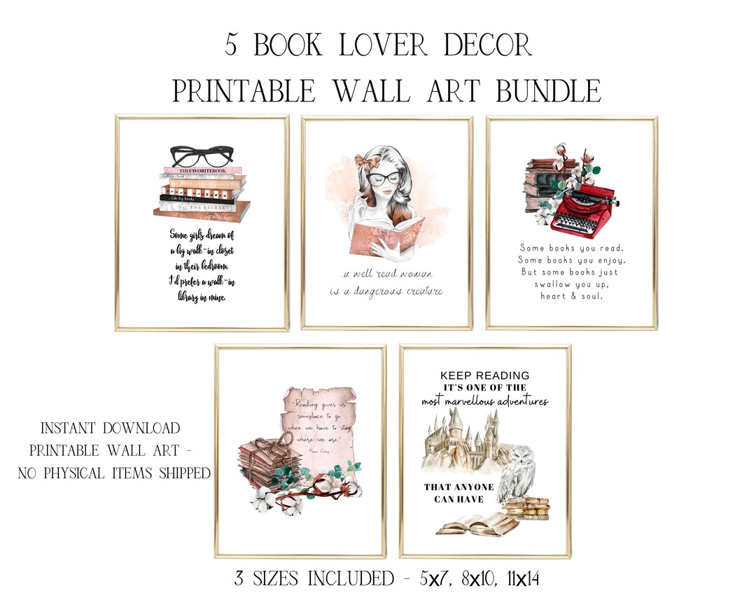 Book Lover Decor, Watercolor Print, Book Wall Art, Dorm Decor, Teen ...