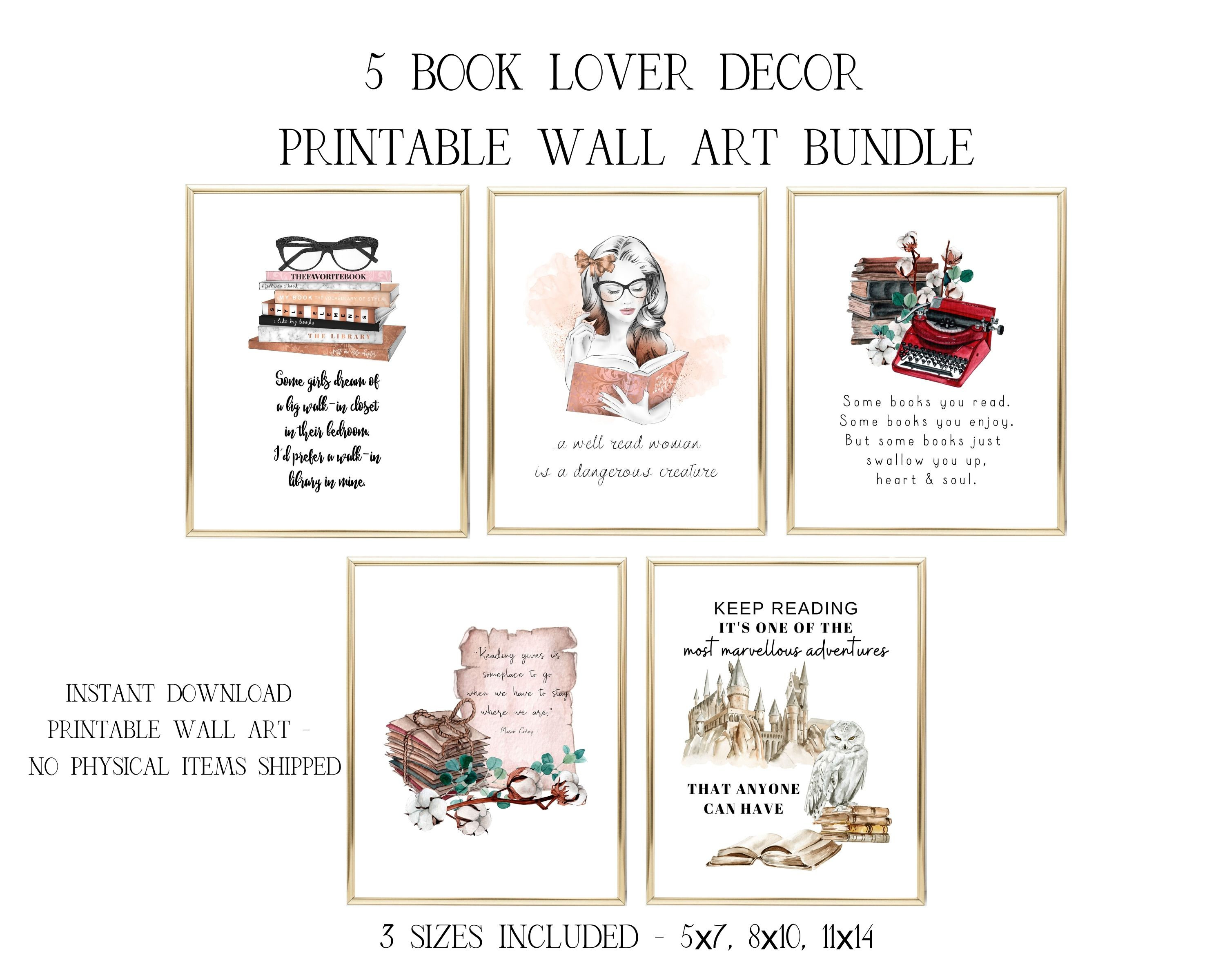 Book Lover Decor Watercolor Print Book Wall Art Dorm Decor | Etsy