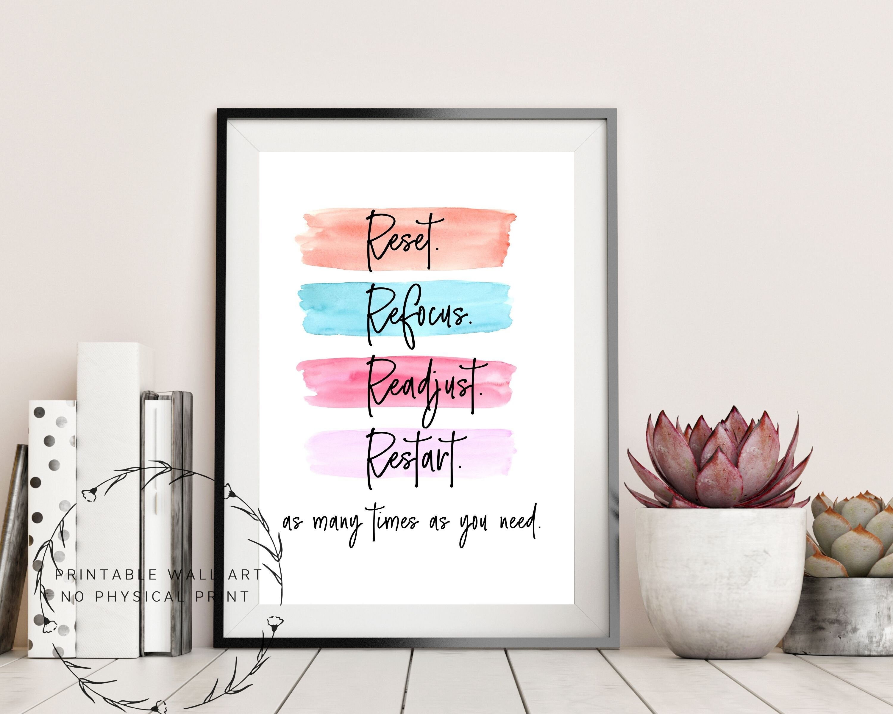Inspirational Wall Art Reset Refocus Readjust Office Decor - Etsy UK