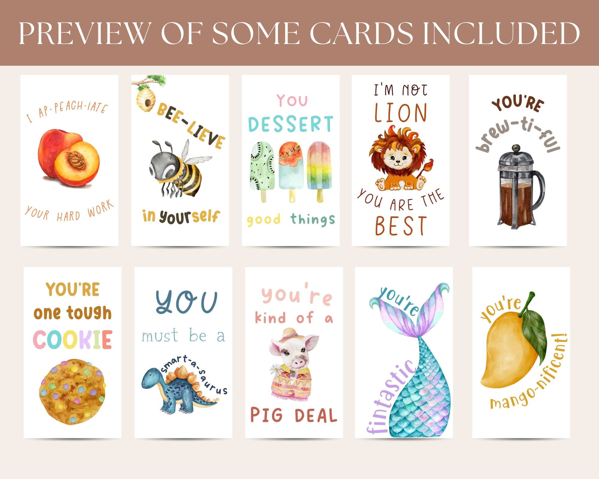Lunchbox Notes Kids Funny Pun Printable Cards Deck - Etsy