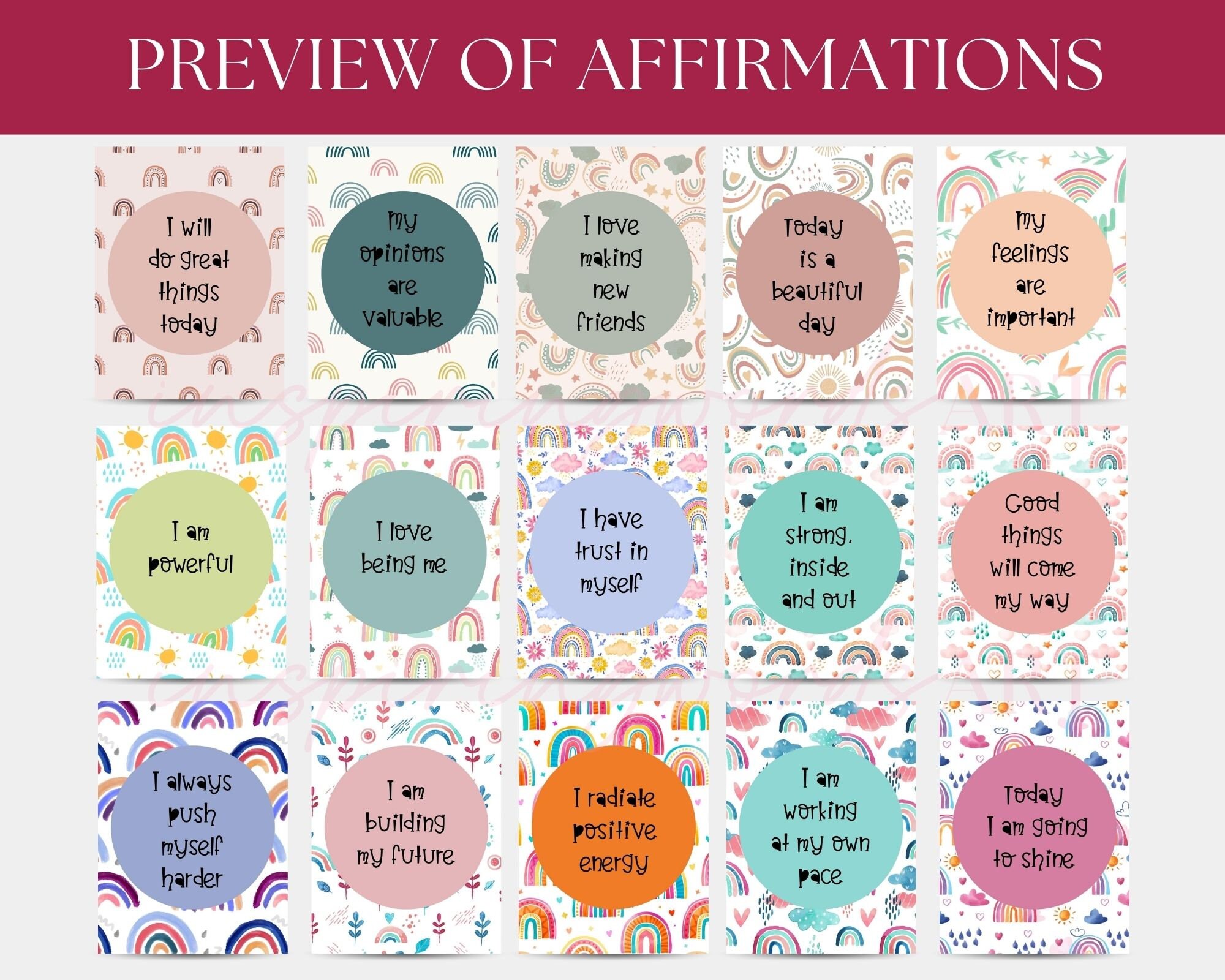 Kids Affirmation Cards Printable Cards Deck Daily Cards for - Etsy