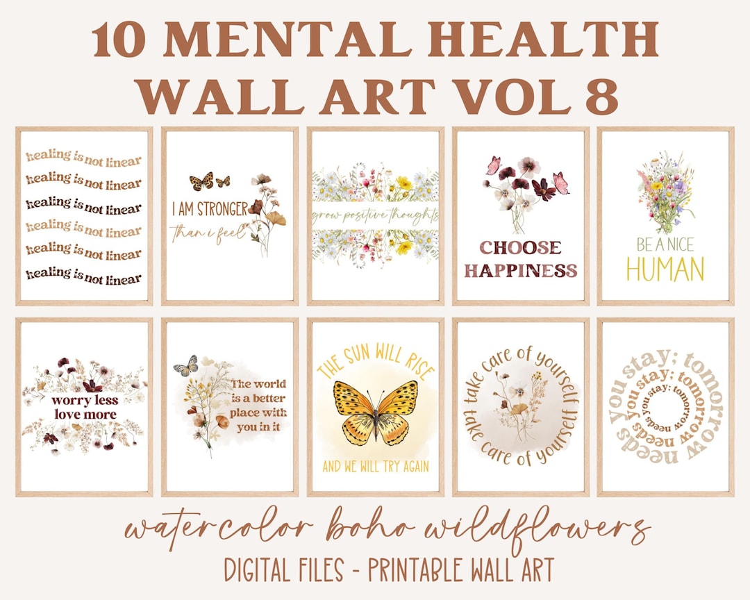 Mental Health Prints Inspirational Wall Art Bundle - Etsy