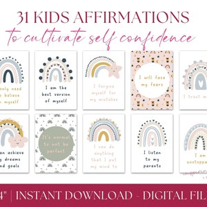 Kids Affirmation Cards, Growth Mindset Printable Cards Deck, Daily Card ...