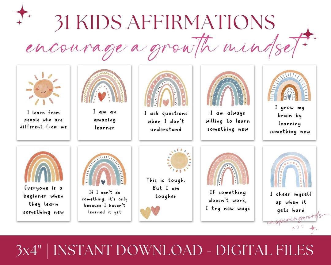 Kids Affirmation Cards, Printable Cards Deck, Daily Cards for Children ...