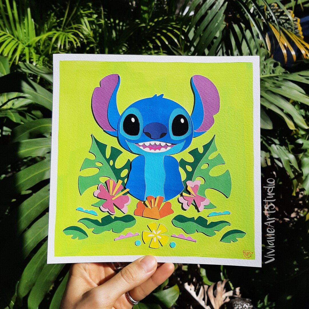 Ready to Ship Art Découpé En Papier Inspiré De Stitch Art - Etsy