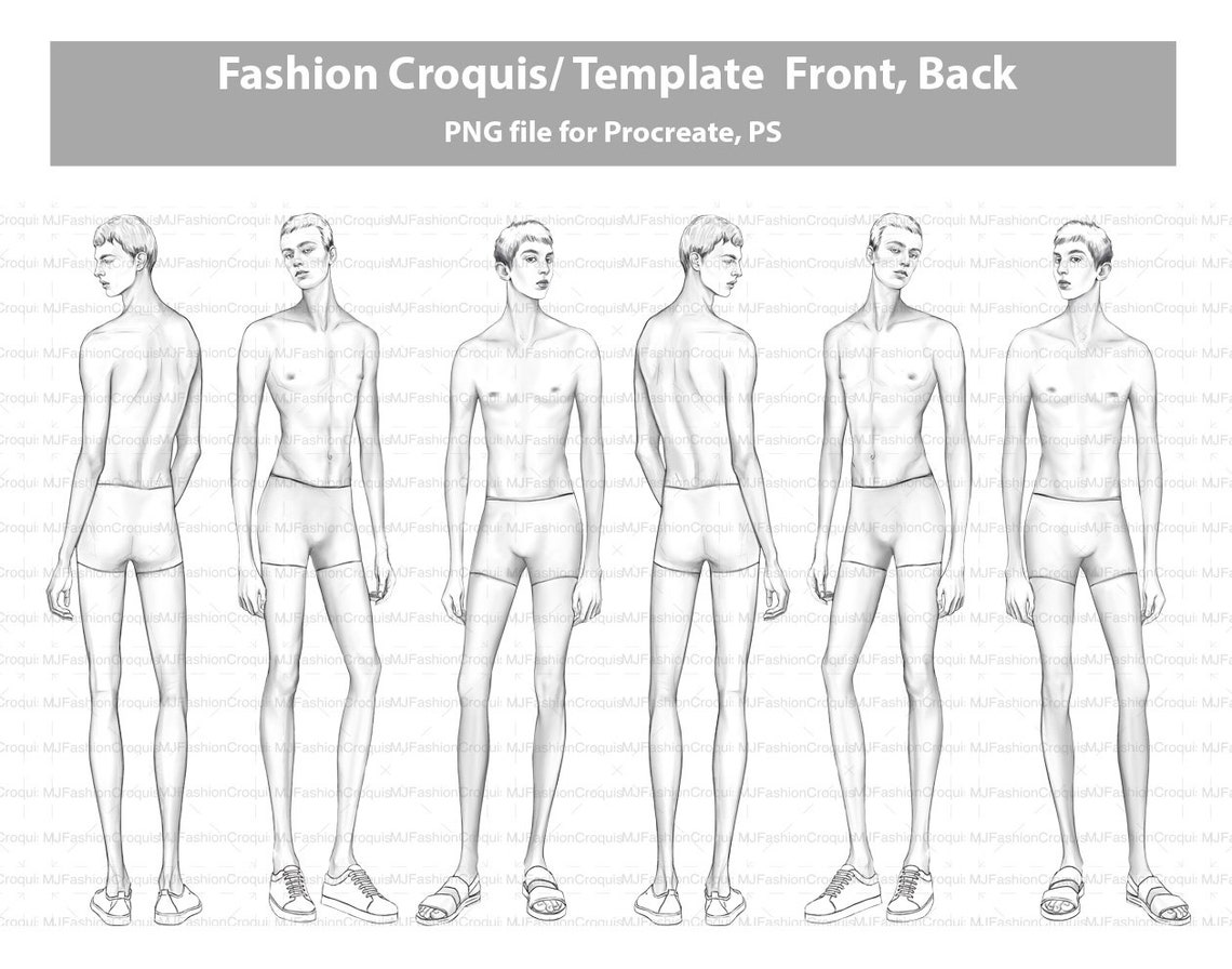 Male Fashion Croquis Front, 3/4, Back - Etsy