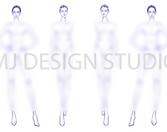 Female Fashion Croquis Template SET 14 Poses - Etsy
