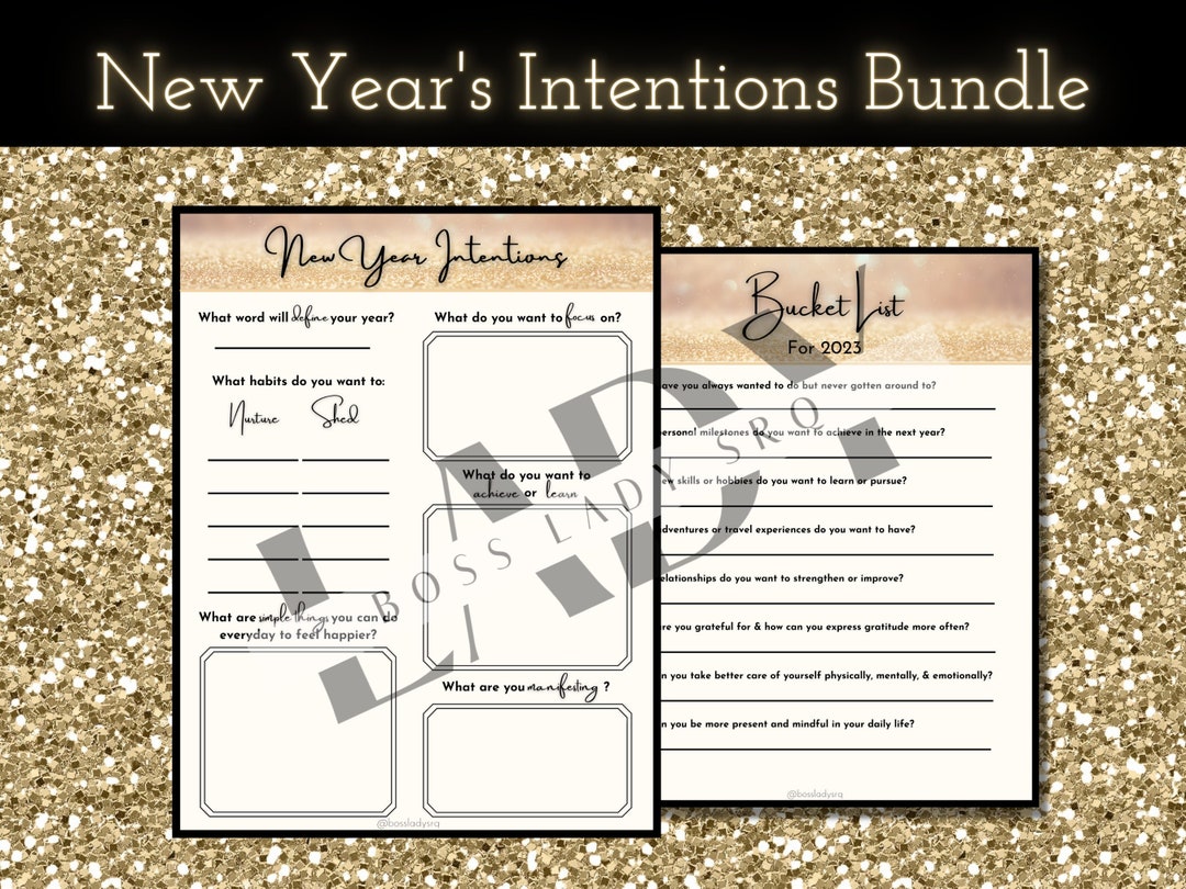 New Year's Intention & Manifestation Worksheet Bundle Printable 2024 ...