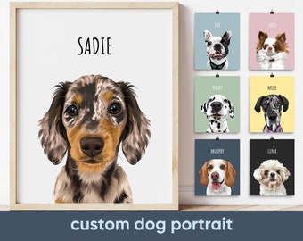 Pet Portrait Custom and Personalized. Pet Dog Wall Art DIGITAL DOWNLOAD ...