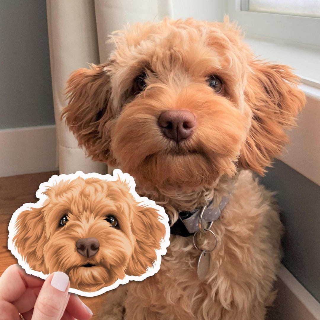 Custom Dog Stickers Hand-drawn Personalized Pet Sticker, Dog Face ...
