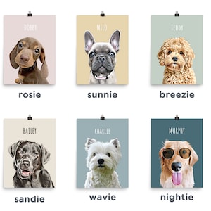 Custom Pet Portrait From Photo PRINTABLE Wall Art Personalized Dog Wall ...