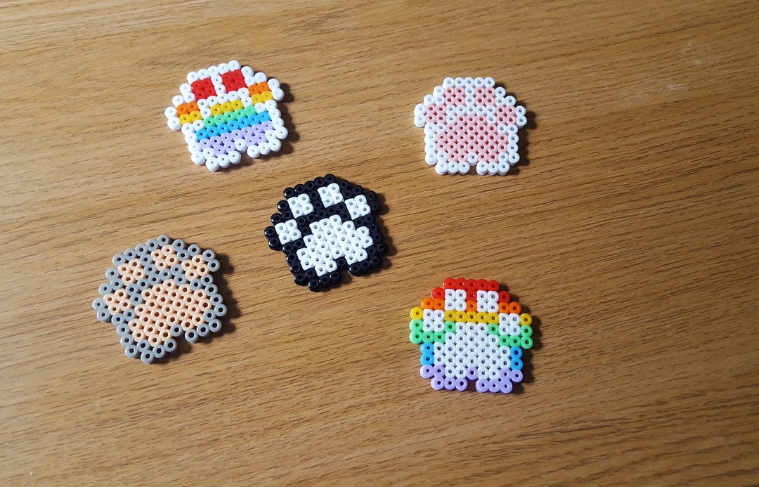 Paw Print Animal Pixel Art Cute Colourful Keychain Magnet Badge Phone ...