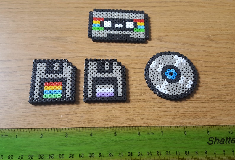 Retro Pixel Art Vinyl CD Cassette VHS Floppy Disk Magnet - Etsy