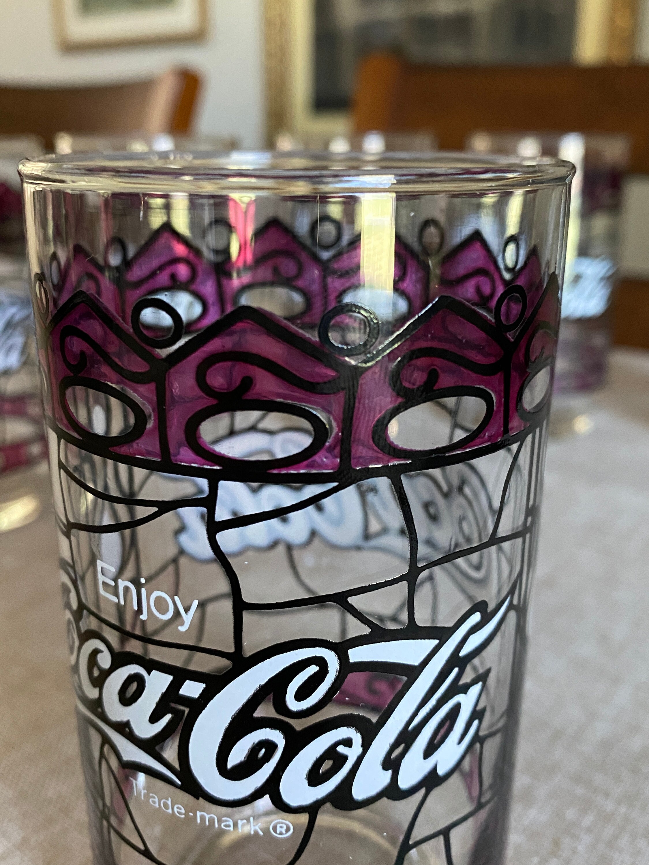 Vintage 1970s Stained-glass Cocacola Memorabilia Drinking Glasses, Coke ...