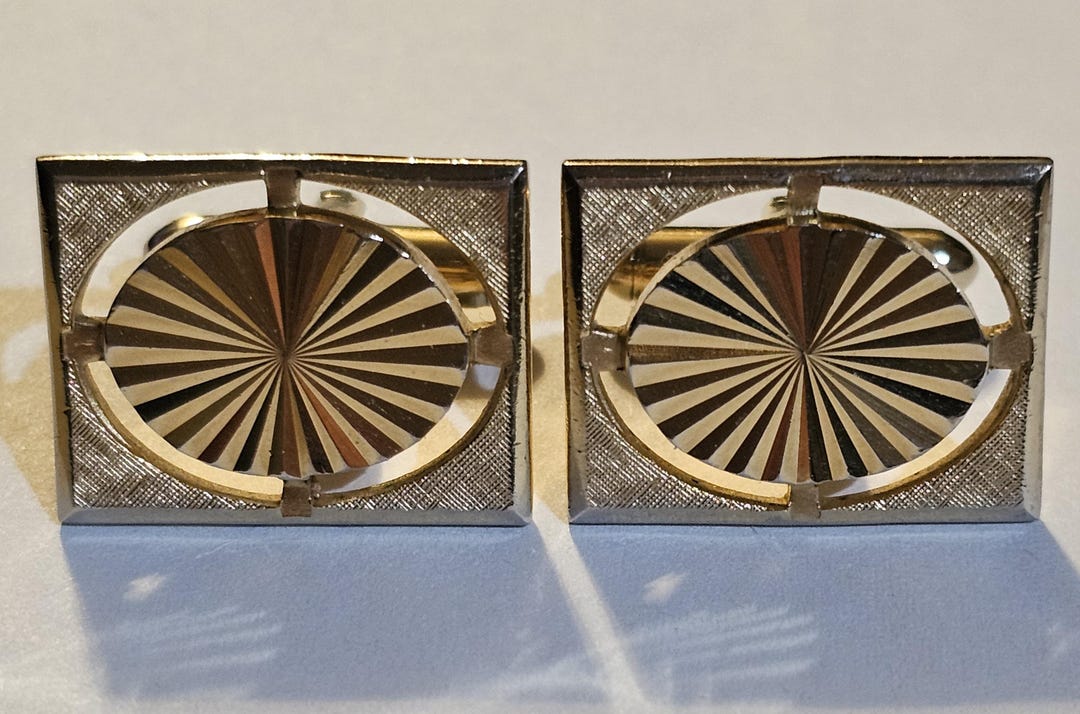 Vintage Swank Gold Tone Textured Sunburst Rectangular Cufflinks - Etsy