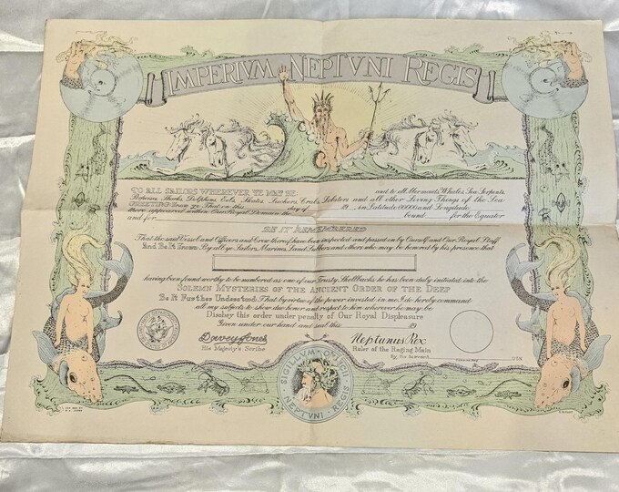 US Navy Shellback Certificate Also Known as Neptunus Rex Certificate ...