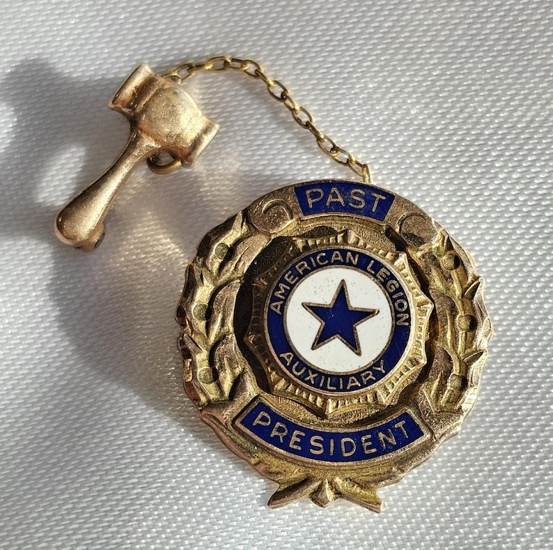 Vintage 10K Gold American Legion Auxiliary Past President Pin With ...