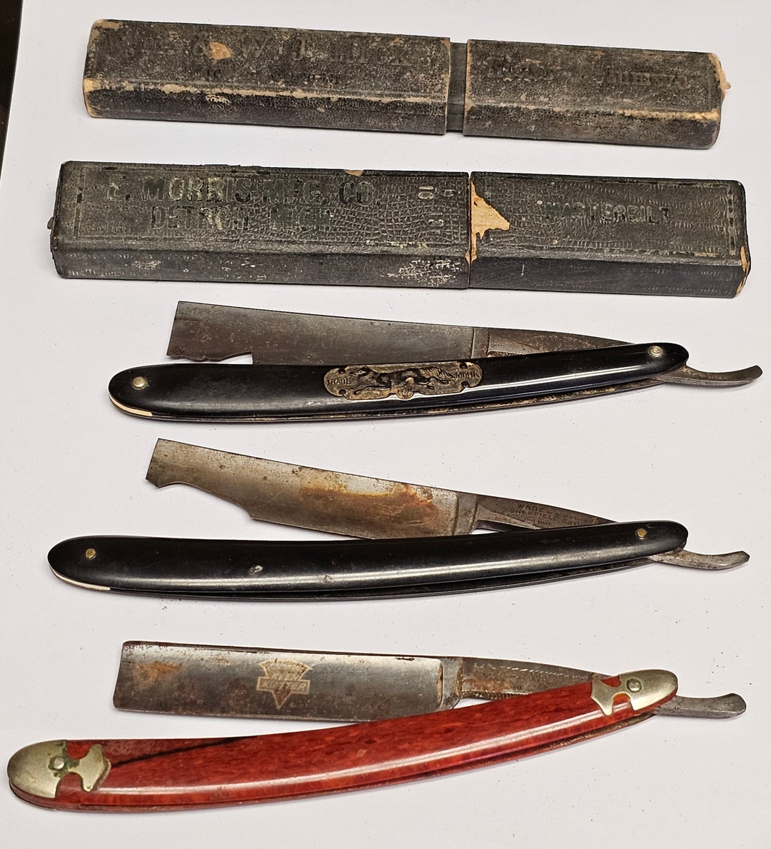 3 Antique Straight Razors - Etsy