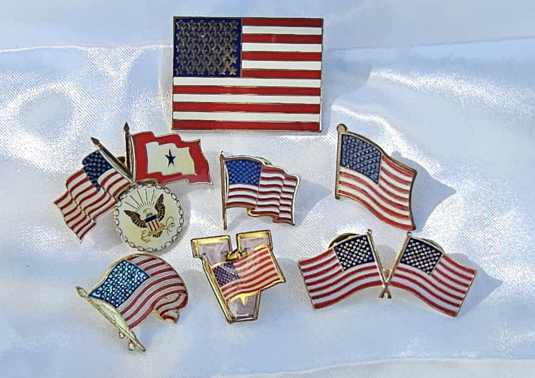 Vintage 7 USA Flag Veterans Patriotic Lapel Pins - Etsy