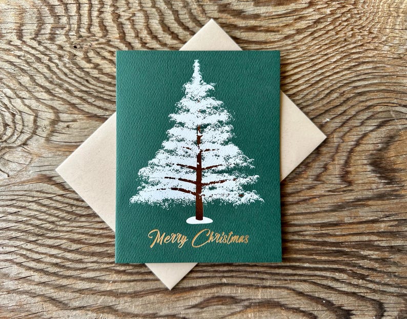 Green Christmas Tree Card Pack of 10 - Etsy