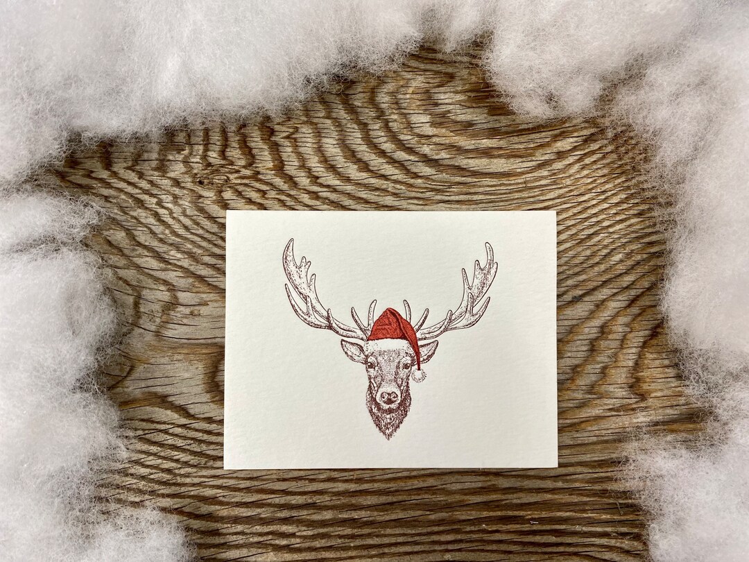 Letterpressed Holiday Reindeer Note Cards Pack of 8 - Etsy