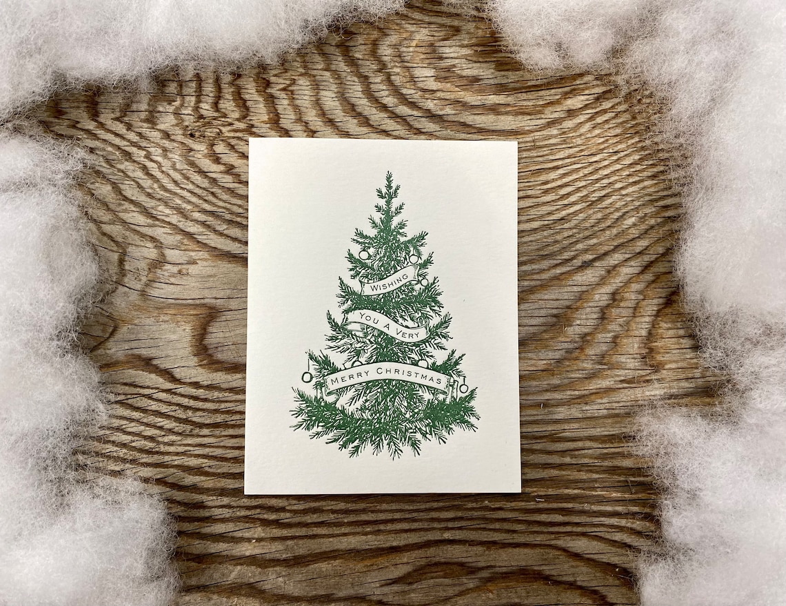 Letterpressed Christmas Tree Note Card Pack of 10 - Etsy