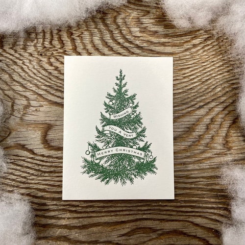 Letterpressed Christmas Tree Note Card Pack of 10 - Etsy