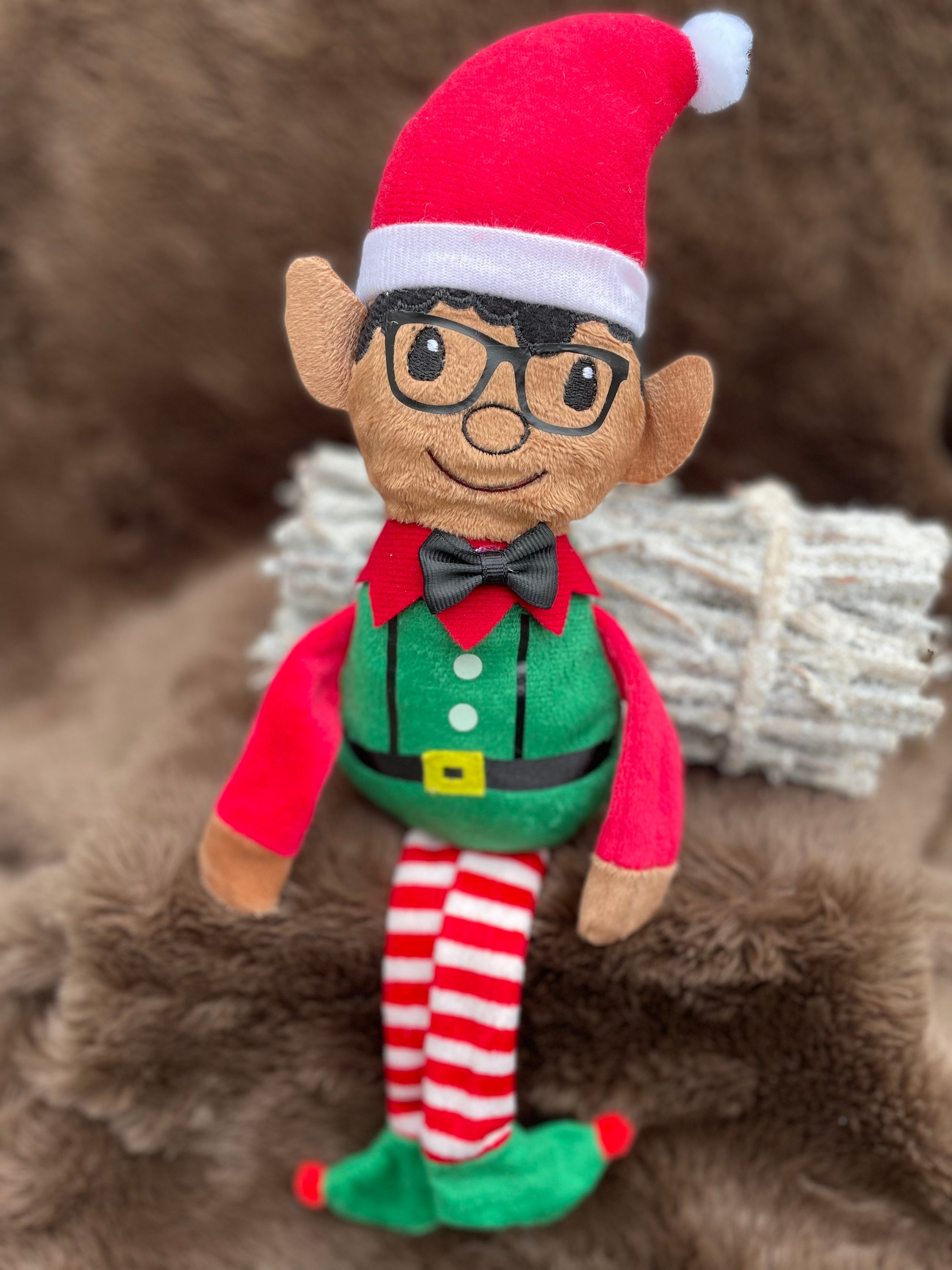 African American Boy Shelf Sitting Elf, Black Boy Christmas Elf With ...