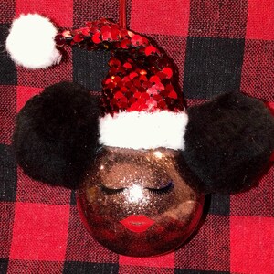 Sparkle Melanin Mocha Afro Puff Ornament L African American Ornament L ...