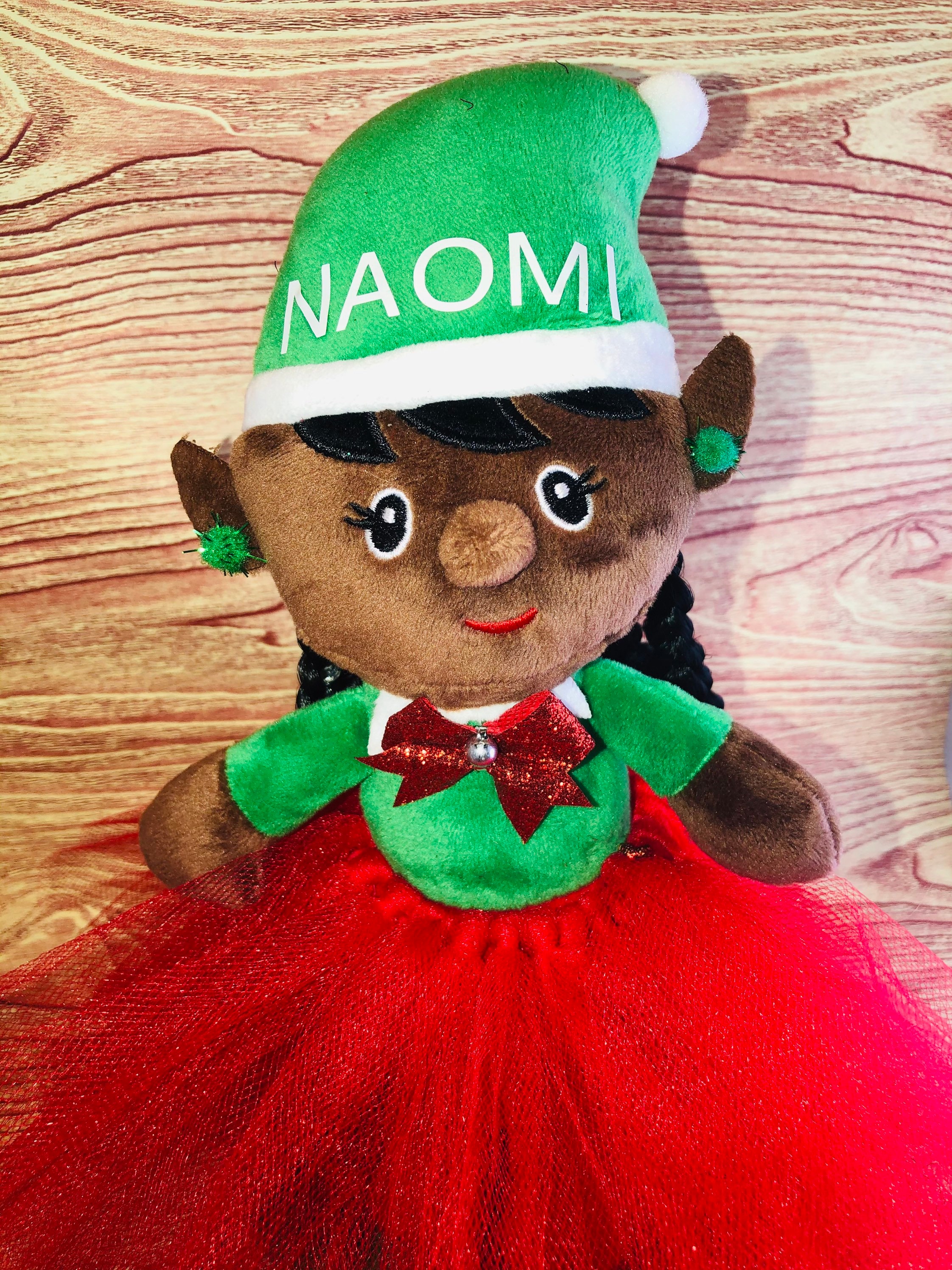 African American Shelf Sitting Elf Dark Brown Girl L Black Christmas ...