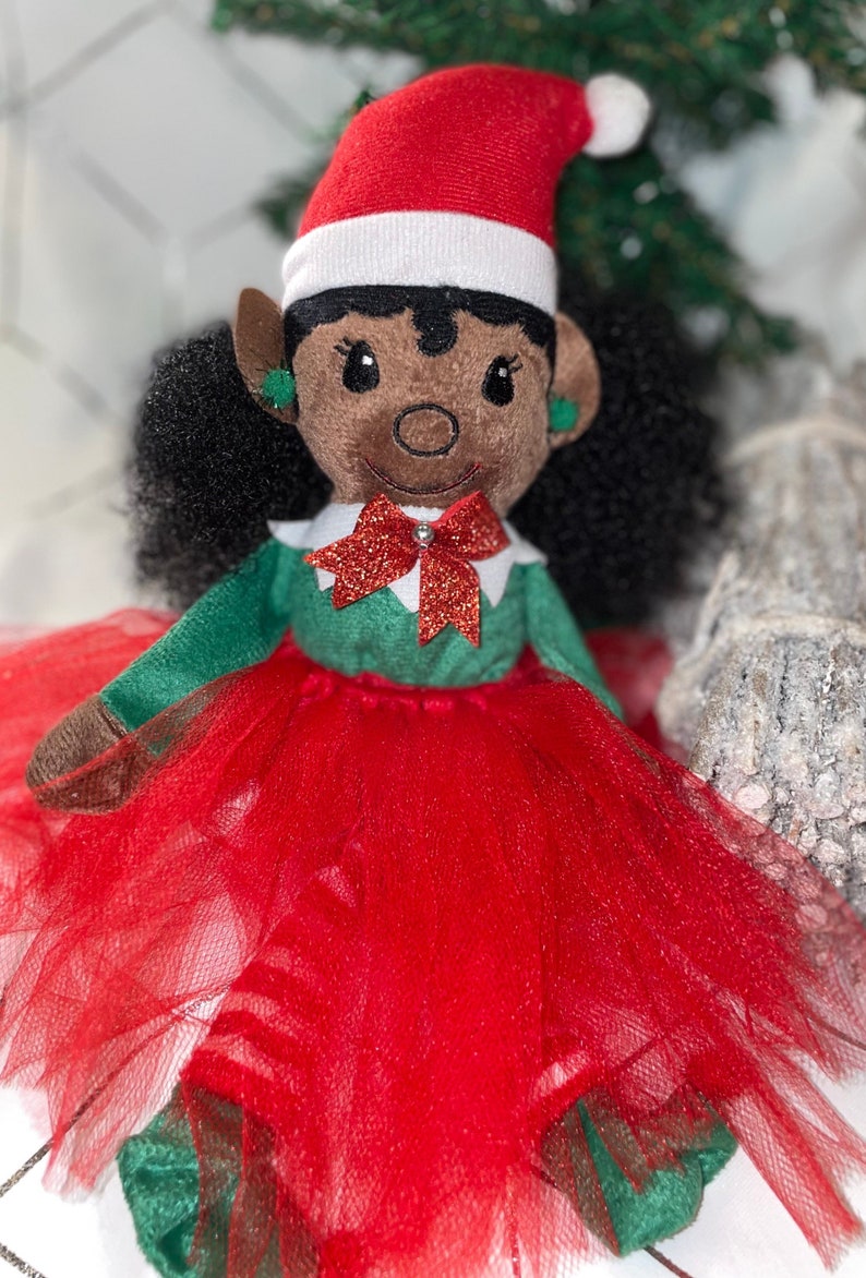 African American Shelf Sitting Elf Girl With Natural Hair or | Etsy